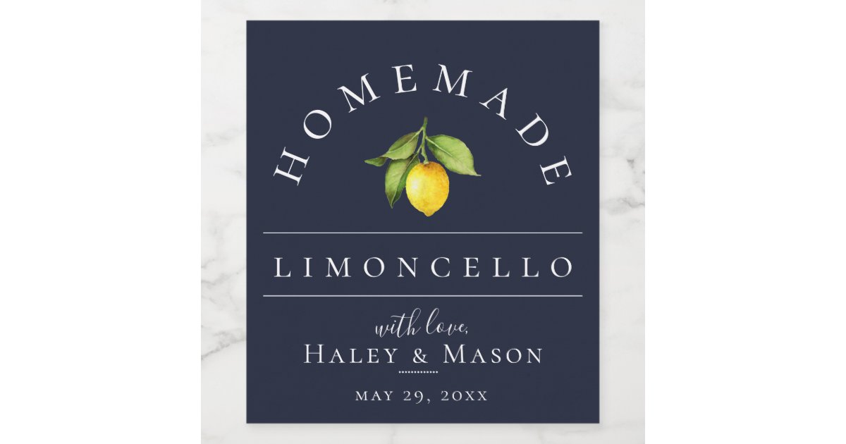 Modern Limoncello Blue Beverage Label | Zazzle