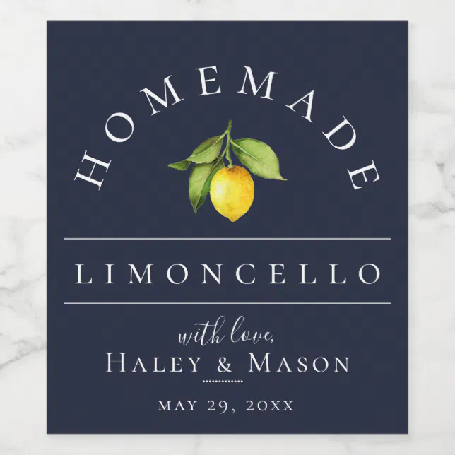 Modern Limoncello Blue Beverage Label | Zazzle