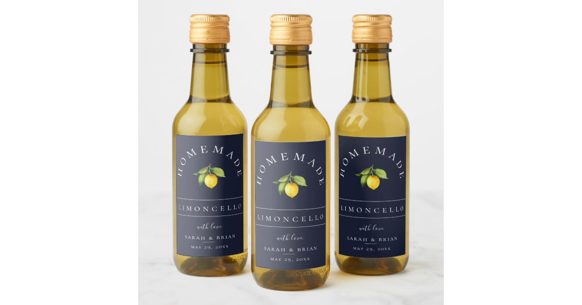 Modern Limoncello Blue Mini Beverage Label | Zazzle