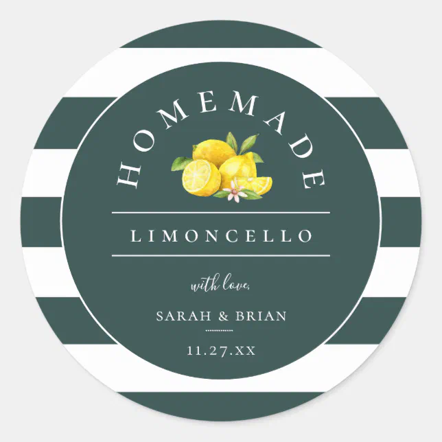 Modern Limoncello Muted Emerald Green Stripe Classic Round Sticker | Zazzle
