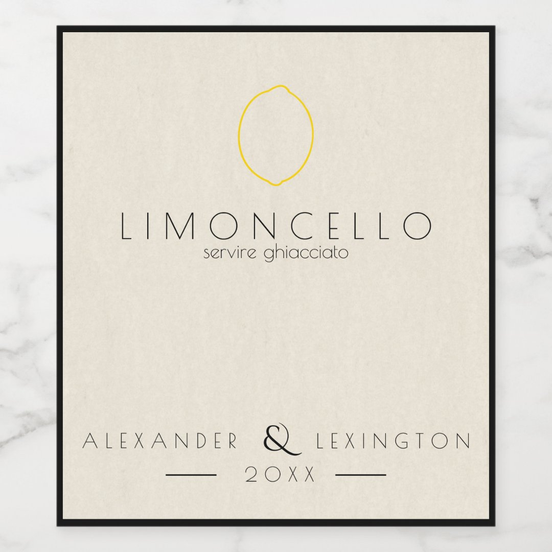 Modern Limoncello Wedding Favor Bottle Label | | Zazzle