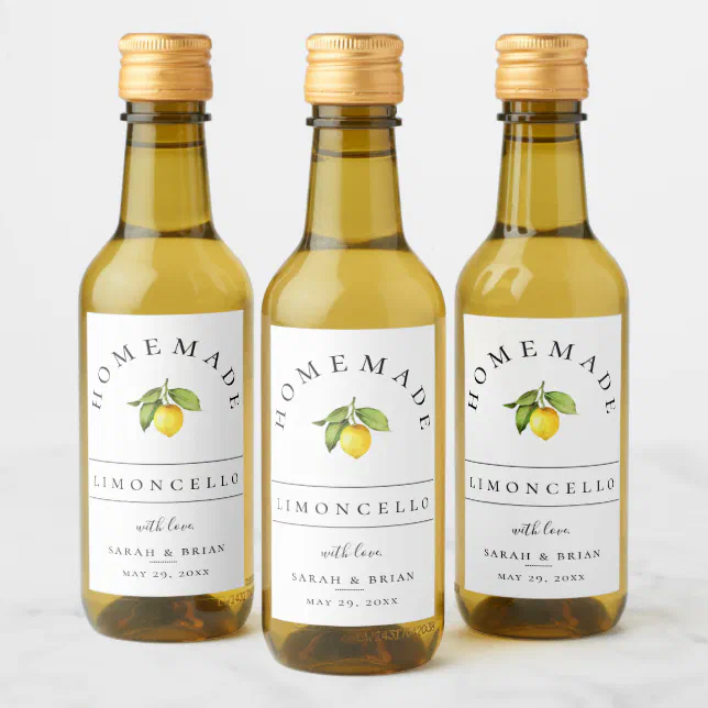 Modern Limoncello White Mini Beverage Label | Zazzle