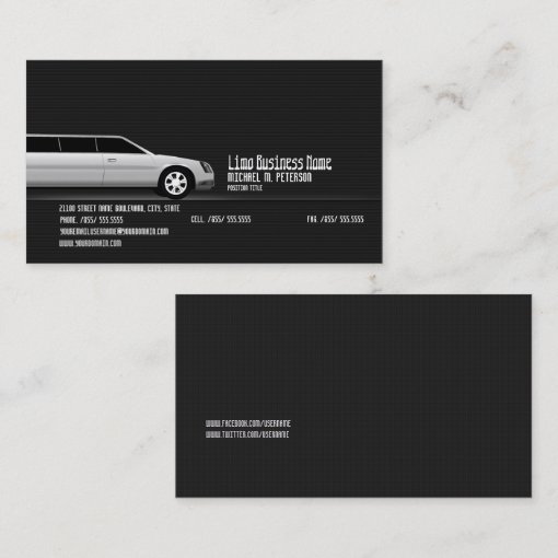Modern Limousine Limo Business Card | Zazzle