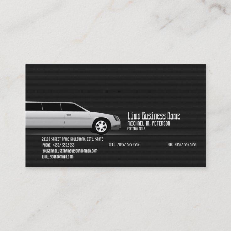 Modern Limousine Limo Business Card | Zazzle
