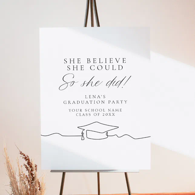 Modern Line Art Graduation Welcome Foam Board | Zazzle