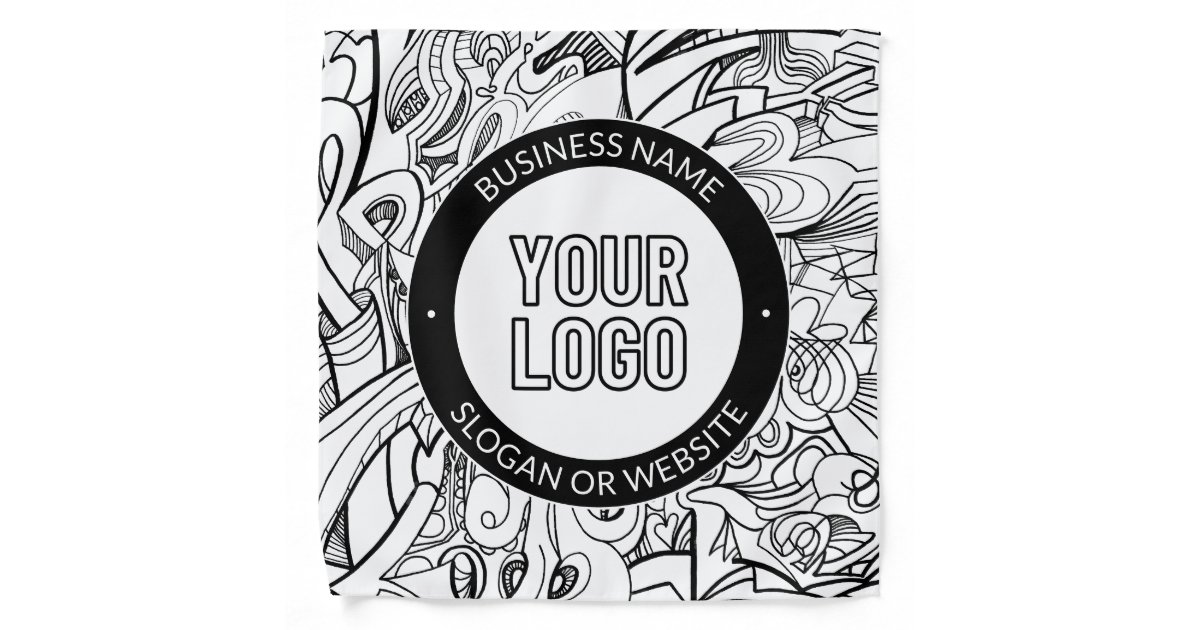 Modern Line Artwork & Your Logo w/Editable Text Bandana | Zazzle
