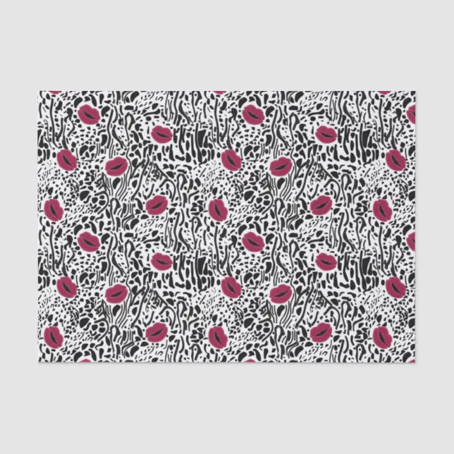 Modern Lipstick Lips B&W Pattern Tissue Paper | Zazzle