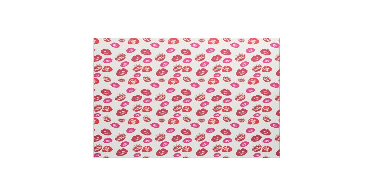 Modern Lipstick Makeup Pattern Fabric | Zazzle