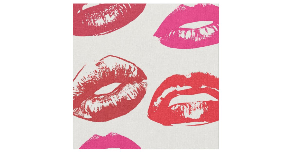 Modern Lipstick Makeup Pattern Fabric | Zazzle