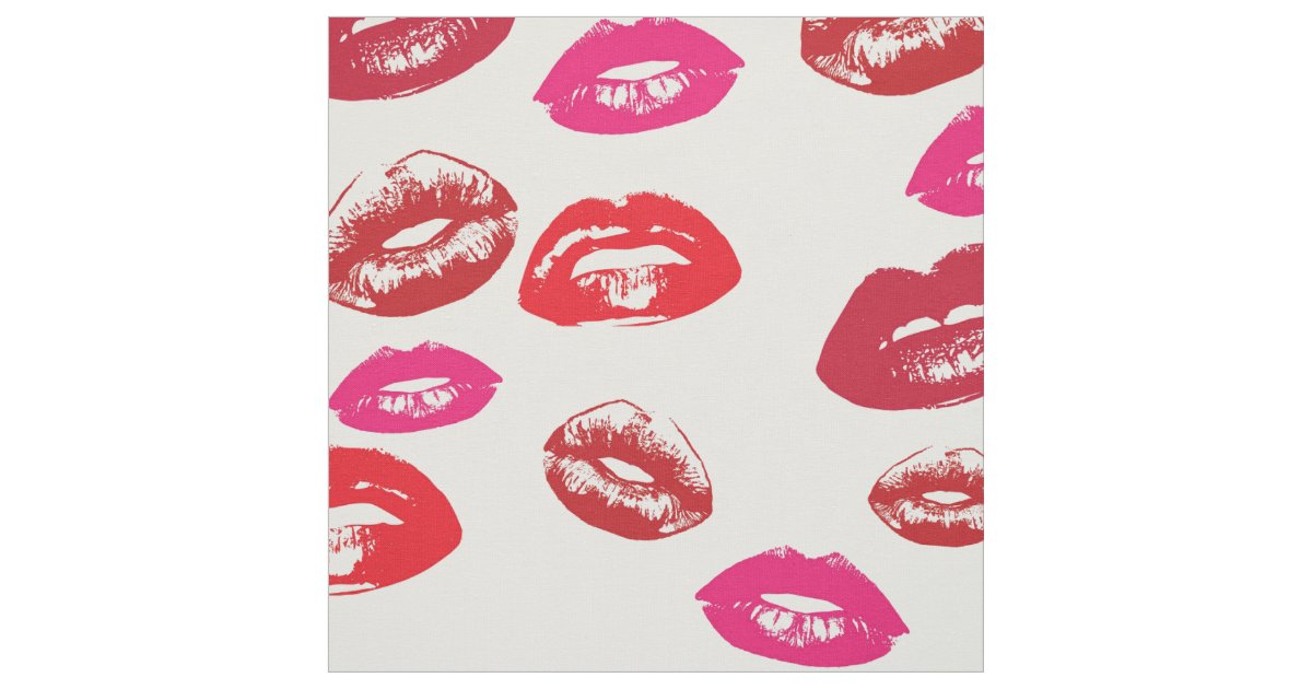Modern Lipstick Makeup Pattern Fabric | Zazzle