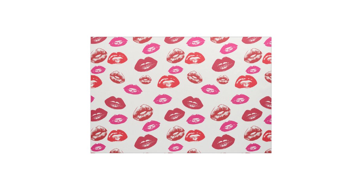 Modern Lipstick Makeup Pattern Fabric | Zazzle