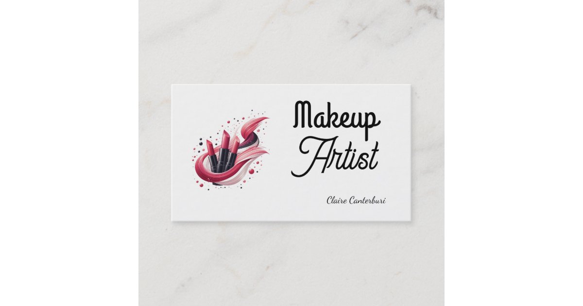 Modern Lipstick Swoosh Makeup Artist Business Card | Zazzle