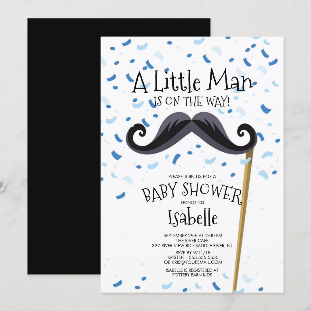 Modern Little Man Mustache Baby Shower Invitation | Zazzle
