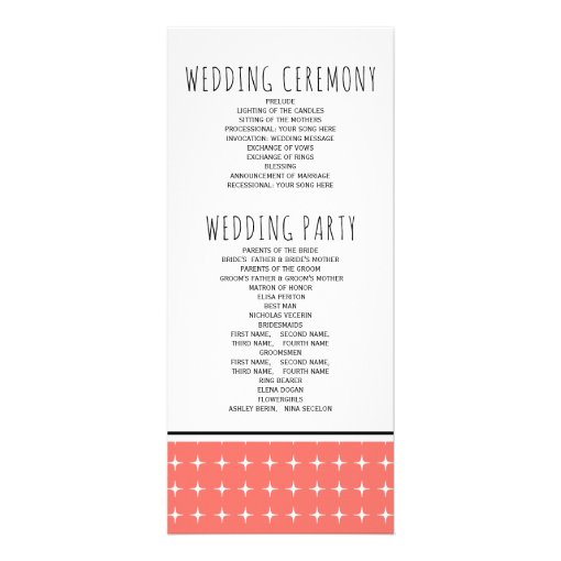 Modern living coral typography wedding program | Zazzle