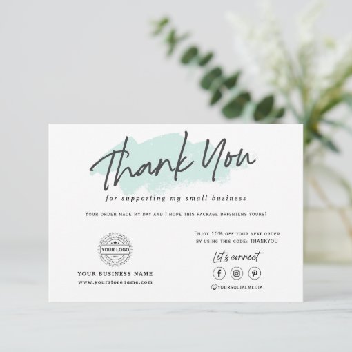Modern Logo branding social media business Thank Y Thank You Card | Zazzle