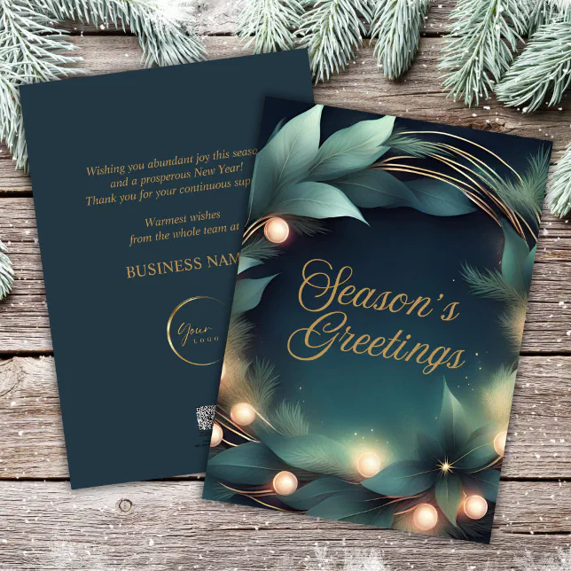 Modern Logo Corporate Business Holiday Card | Zazzle