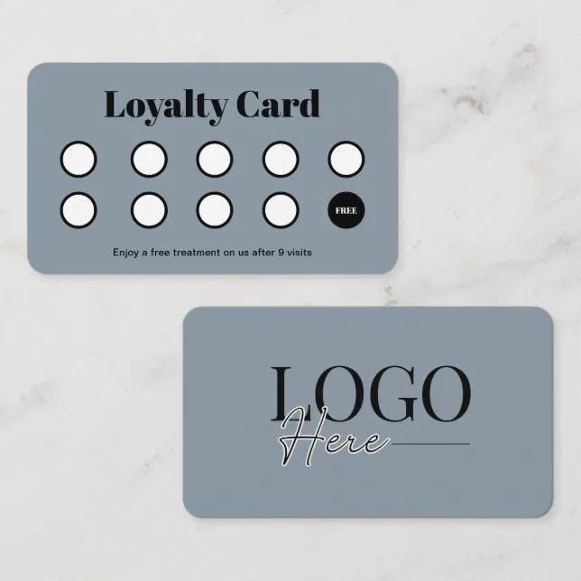 Modern Logo Customer Loyalty Punch Card Navy Blue | Zazzle