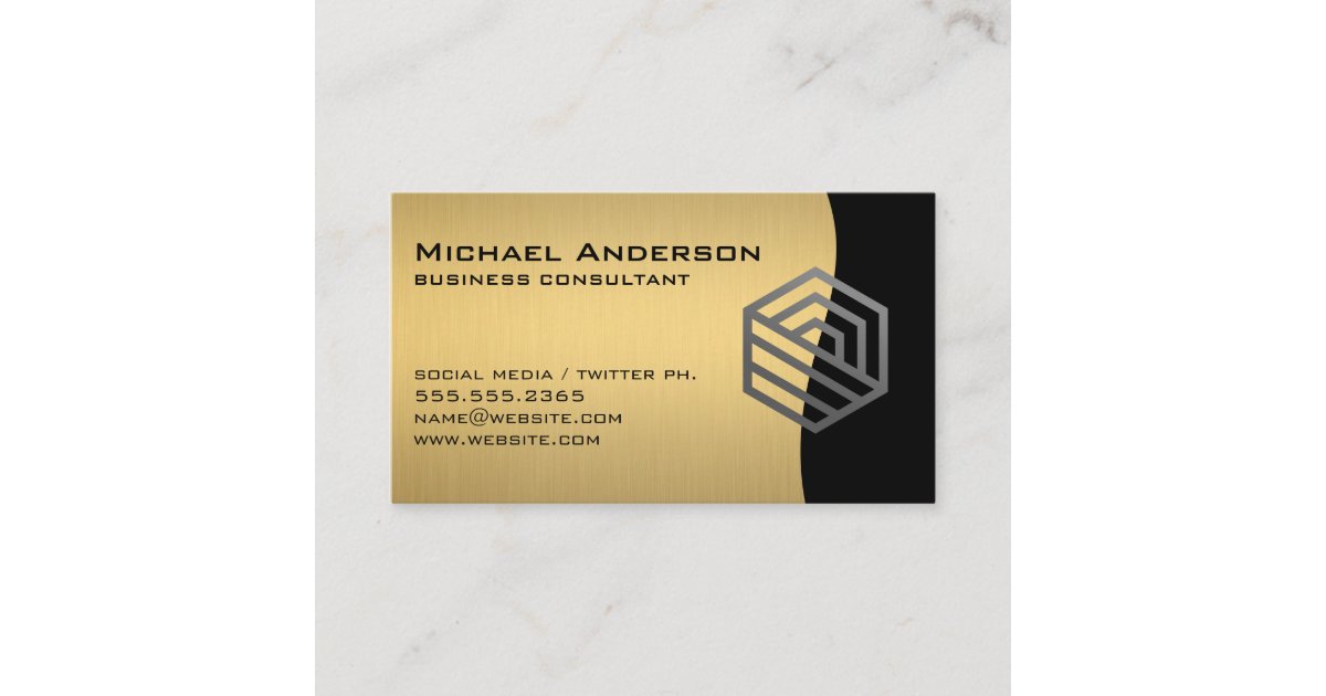Modern Logo | Gold Metallic Business Card | Zazzle