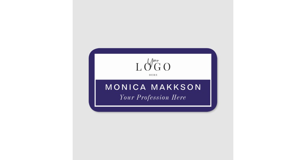 Modern logo, name and title classy name tag | Zazzle