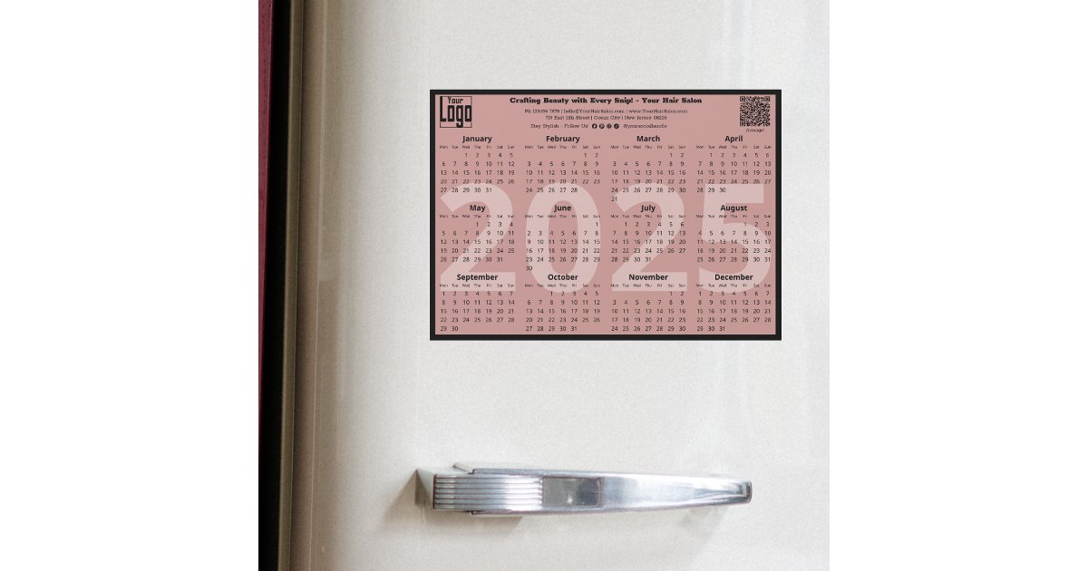 Modern Logo Pink Black SMB 2025 Calendar Magnet | Zazzle