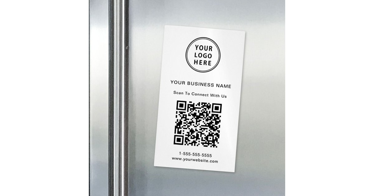 Modern Logo QR Code Business Card Magnet | Zazzle