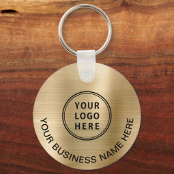 Modern Logo QR Code Promotional Gold Keychain | Zazzle