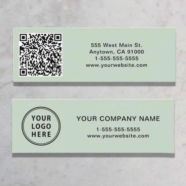 Modern Logo QR Code Sage Mini Business Card | Zazzle