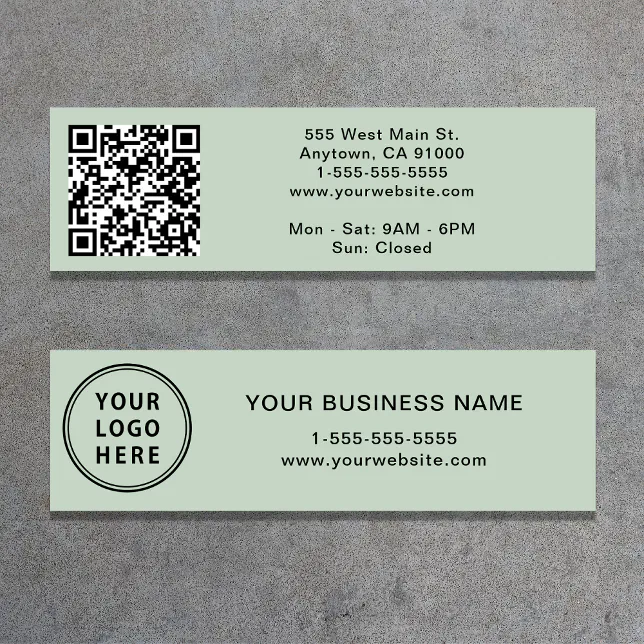 Modern Logo QR Code Sage Mini Business Card | Zazzle