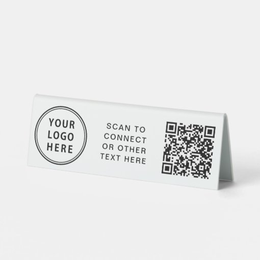 Modern Logo QR Code Table Tent Sign | Zazzle