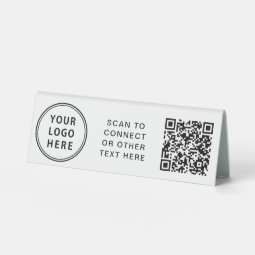 Modern Logo QR Code Table Tent Sign | Zazzle