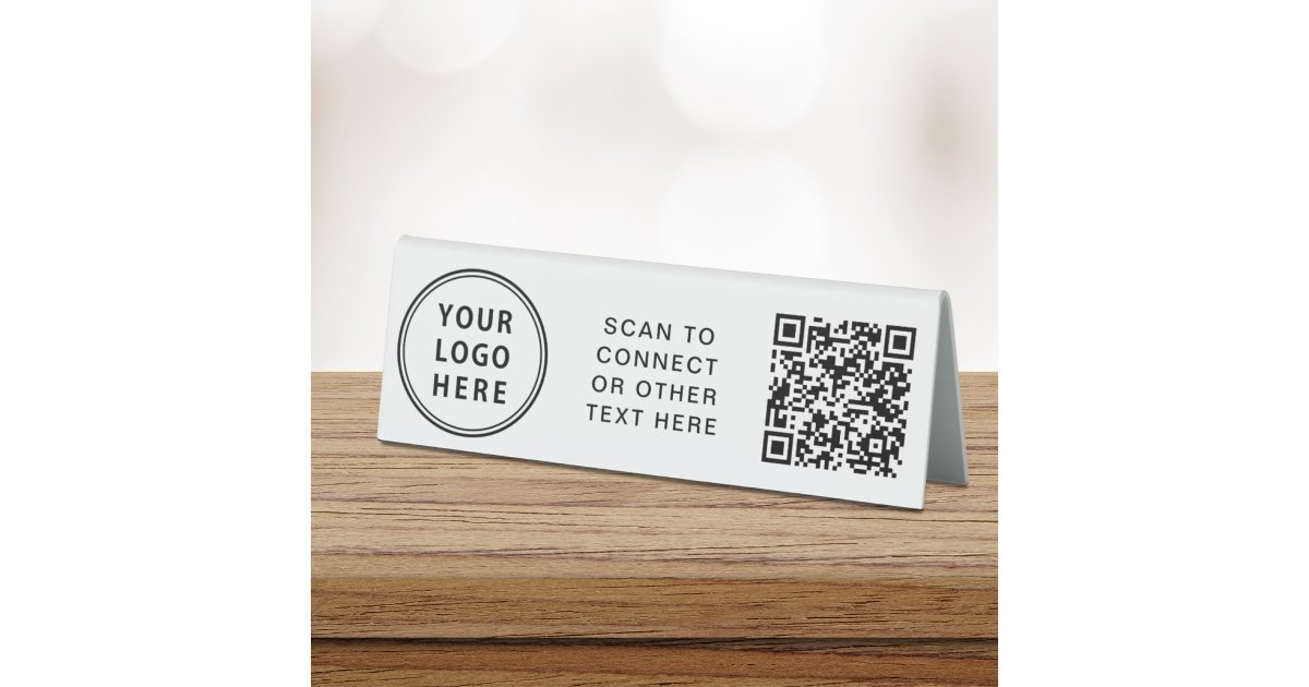 Modern Logo QR Code Table Tent Sign | Zazzle