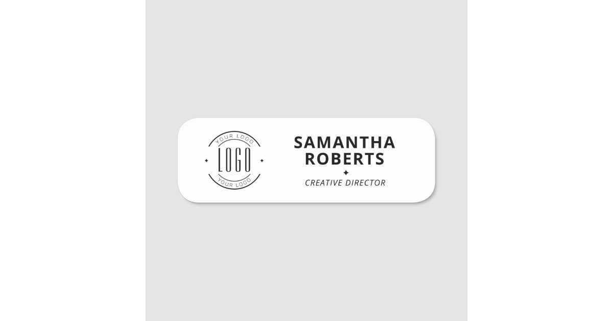 Modern logo simple employee magnetic safety pin name tag | Zazzle