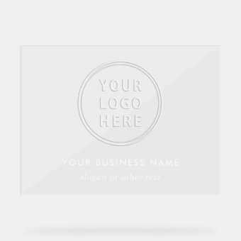 Modern Logo White Typography Clear Acrylic Sign | Zazzle