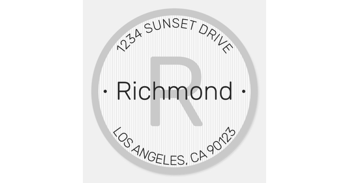 Modern look | White Black & Grey Return Address Classic Round Sticker ...