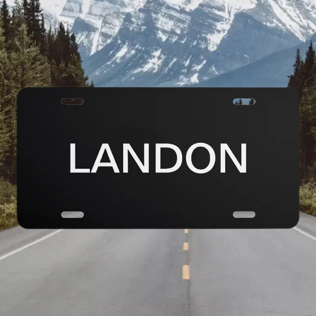 Modern Looking Bold Black White Text License Plate | Zazzle