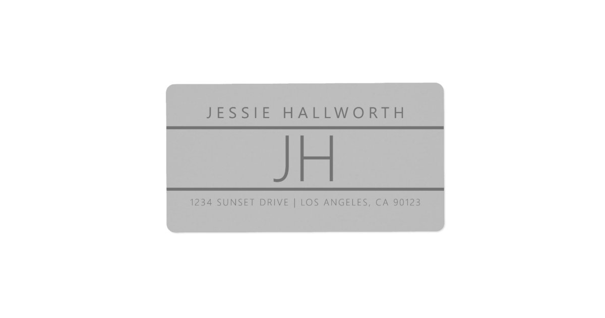 Modern Looking Grey Return Address Label | Zazzle