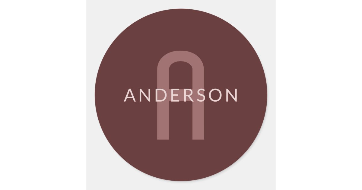 Modern Looking Monogrammed Name | Maroon Red Classic Round Sticker | Zazzle