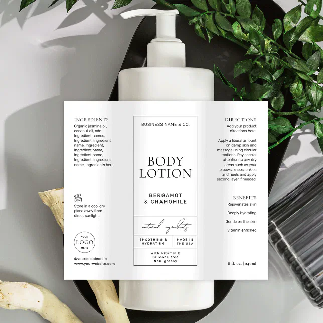 Modern Lotion Body Wash 8 OZ Cosmo Bottle Label | Zazzle