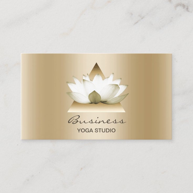Modern Lotus Logo Elegant Gold Background Business Card | Zazzle