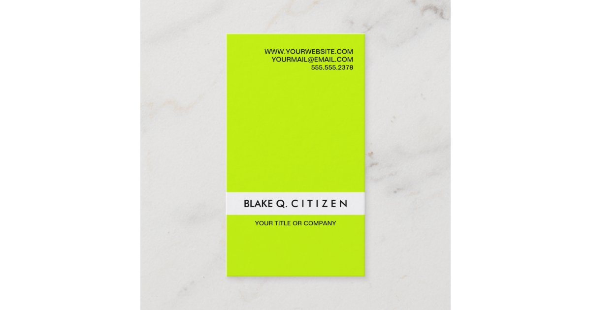 Modern Loud Neon Green Business Card | Zazzle