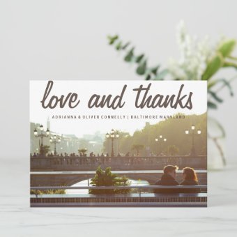Modern Love And Thanks | Couple Photo Thank You Card | Zazzle