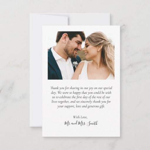 Modern Love and Thanks Script Collage Wedding Thank You Card | Zazzle
