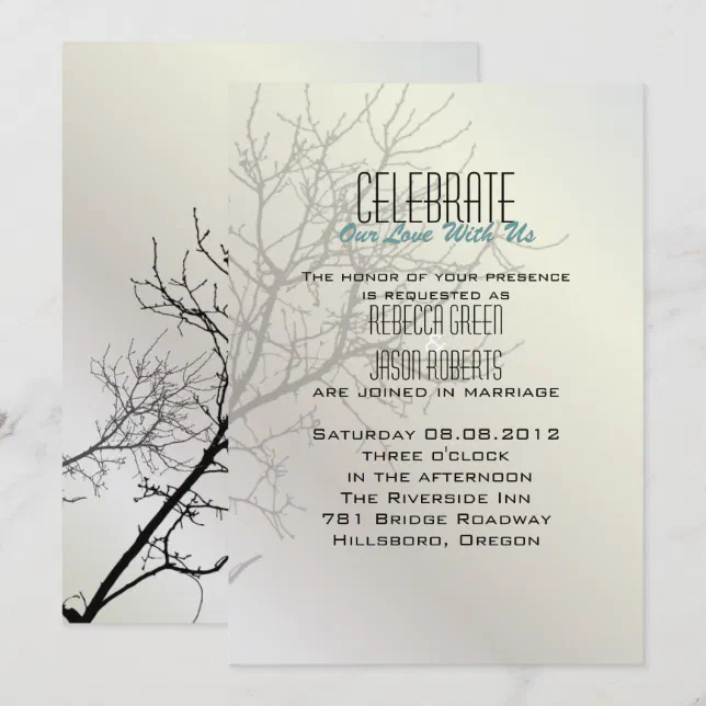 Modern Love Birds Tree white Wedding Invitations | Zazzle