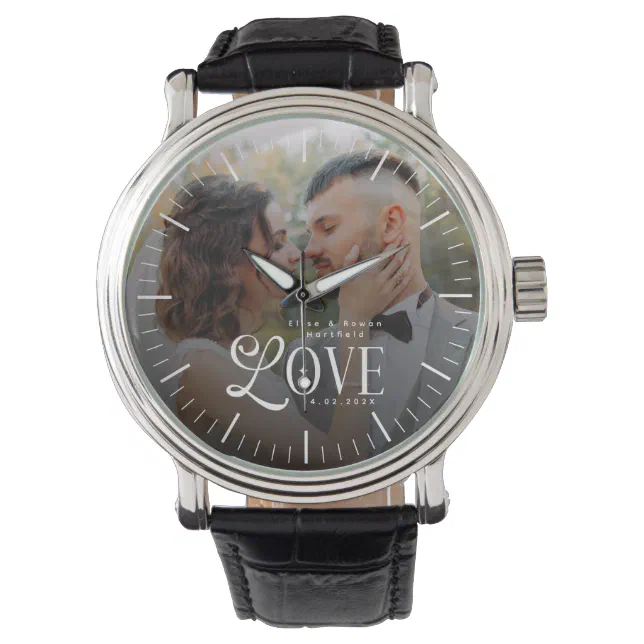 Modern Love Custom Wedding Photo Couples Newlyweds Watch | Zazzle