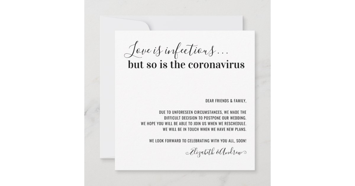Modern Love is Infectious Wedding Postponement Announcement | Zazzle
