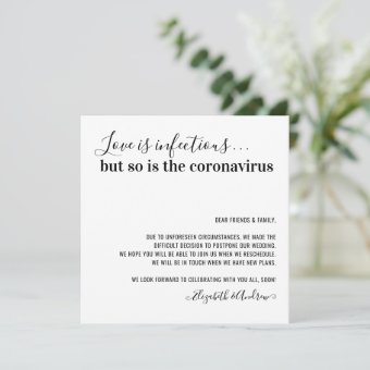 Modern Love is Infectious Wedding Postponement Announcement | Zazzle