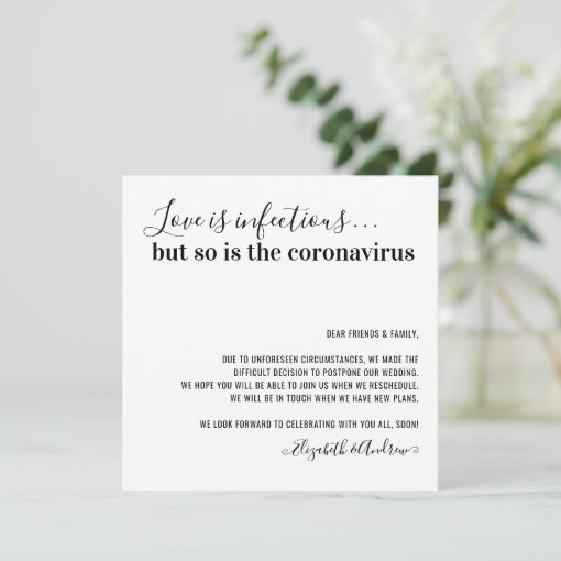 Modern Love is Infectious Wedding Postponement Announcement | Zazzle