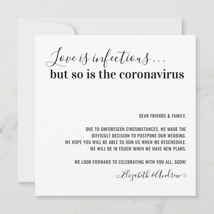 Modern Love is Infectious Wedding Postponement Announcement | Zazzle.com