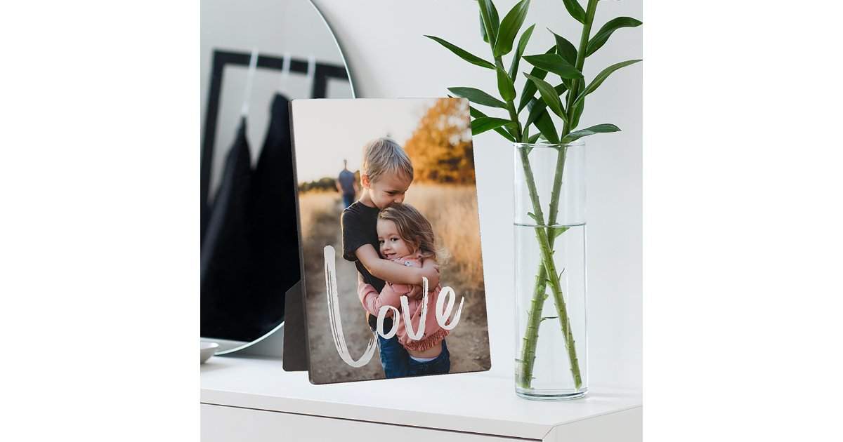 Modern LOVE Script Easel Photo Frameless Plaque | Zazzle