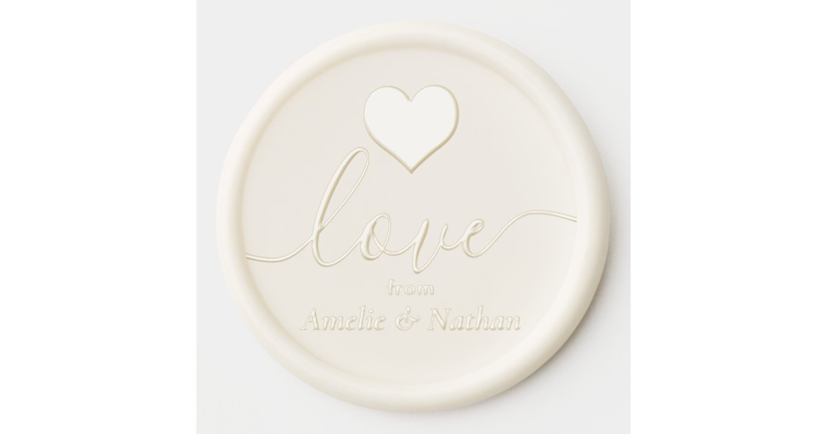 Modern Love Script Elegant Heart Wedding Wax Seal Sticker | Zazzle